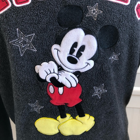 Disney | Tops | Disney Mickey Mouse Gray Fleece Sweatshirt S | Poshmark